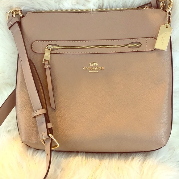 Coach | Bags | Coach Taupe Pebble Leather Crossbody | Poshmark